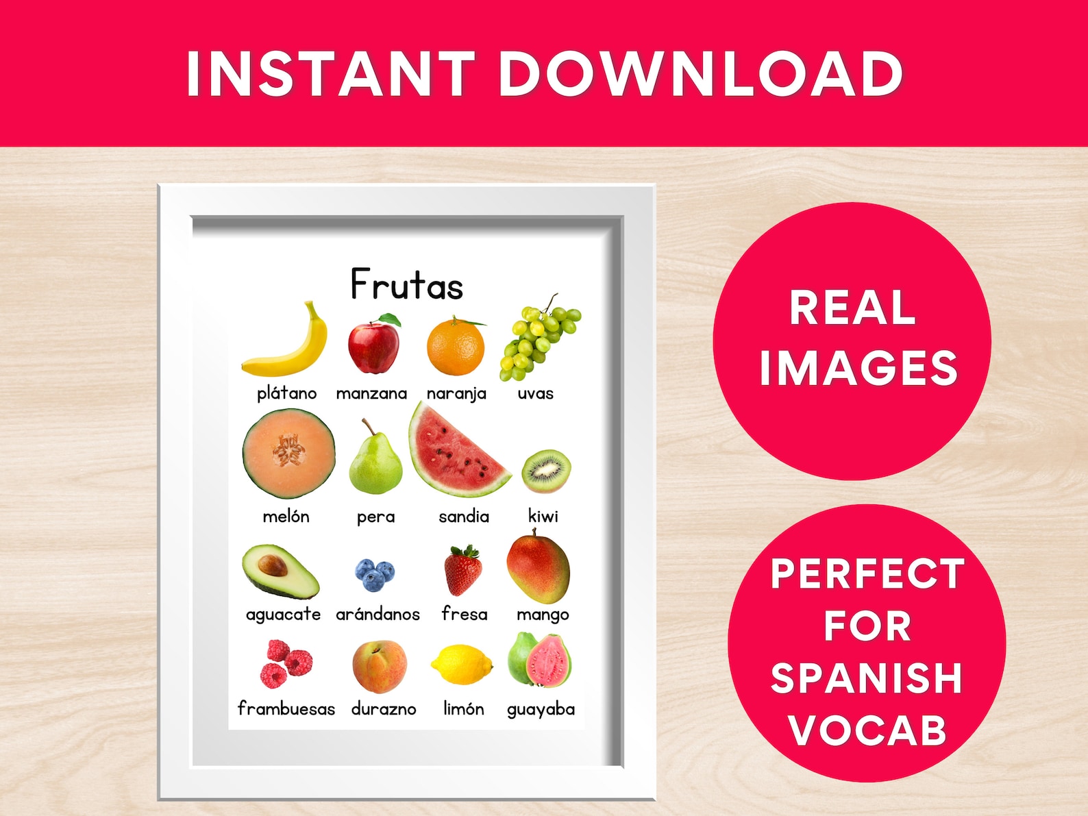Educational Spanish Fruits and Vegetables Posters, Food Montessori ...