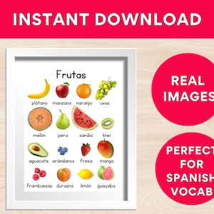 Educational Spanish Fruits and Vegetables Posters, Food Montessori ...