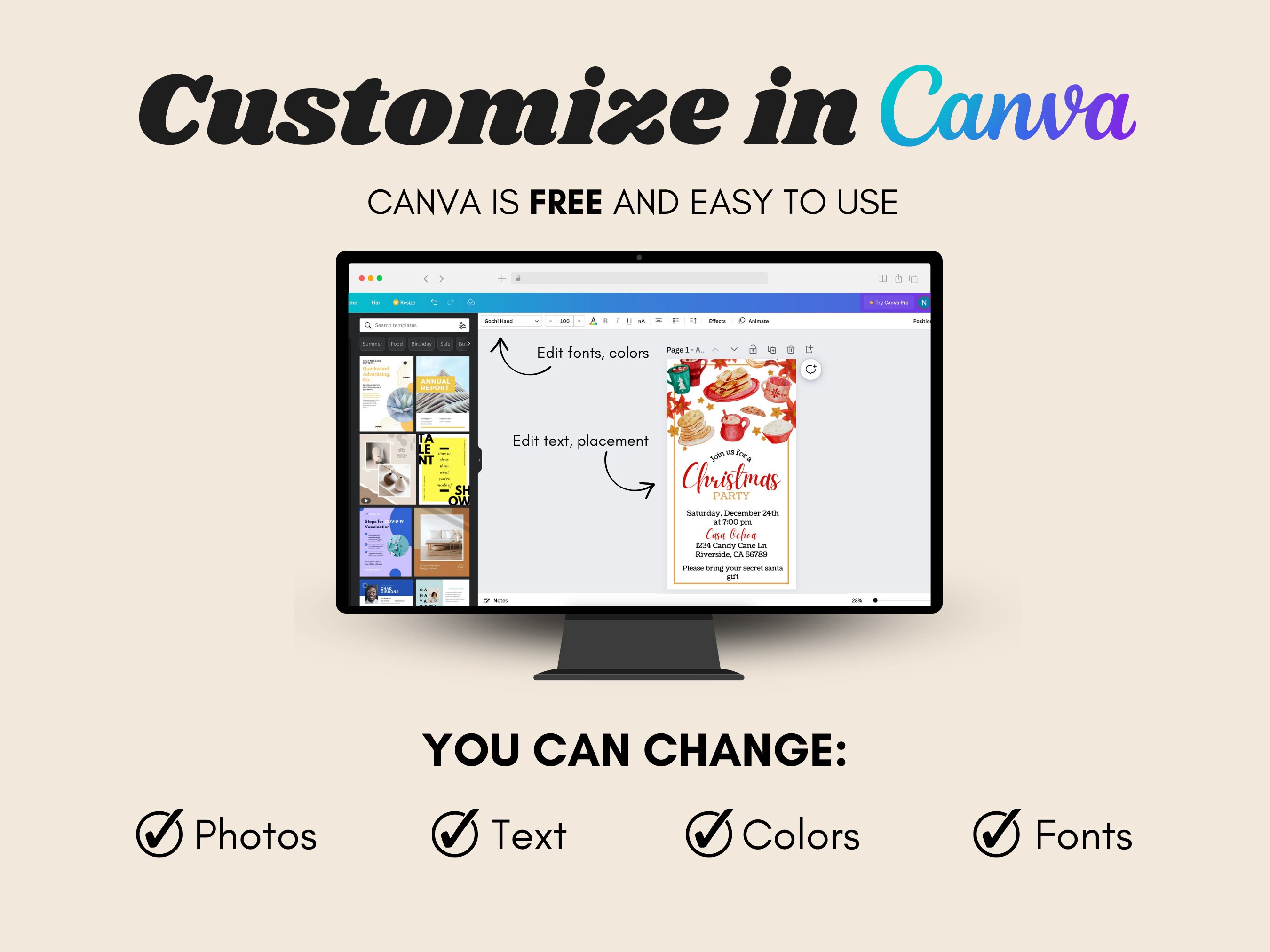 Spanish Christmas Party Invitation, Invitacion Digital Fiesta De Navidad Navideña, Bilingual ...