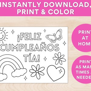 Printable Coloring Birthday Card, Digital Download Coloring Card ...