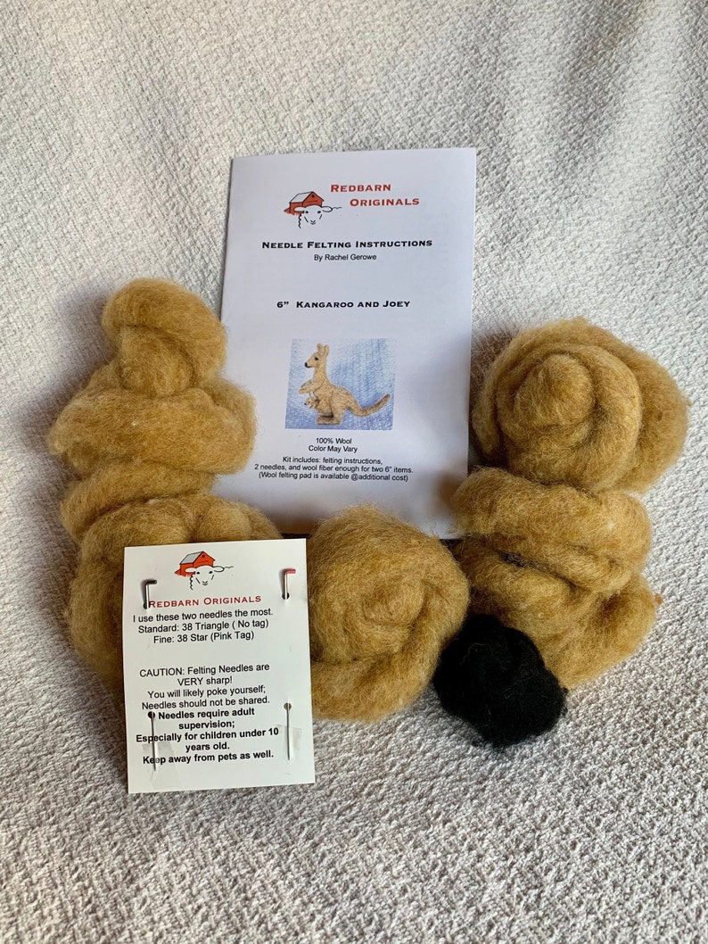 Kangaroo Needle Felting Kit: Wool DIY Craft, Needles Included - Etsy