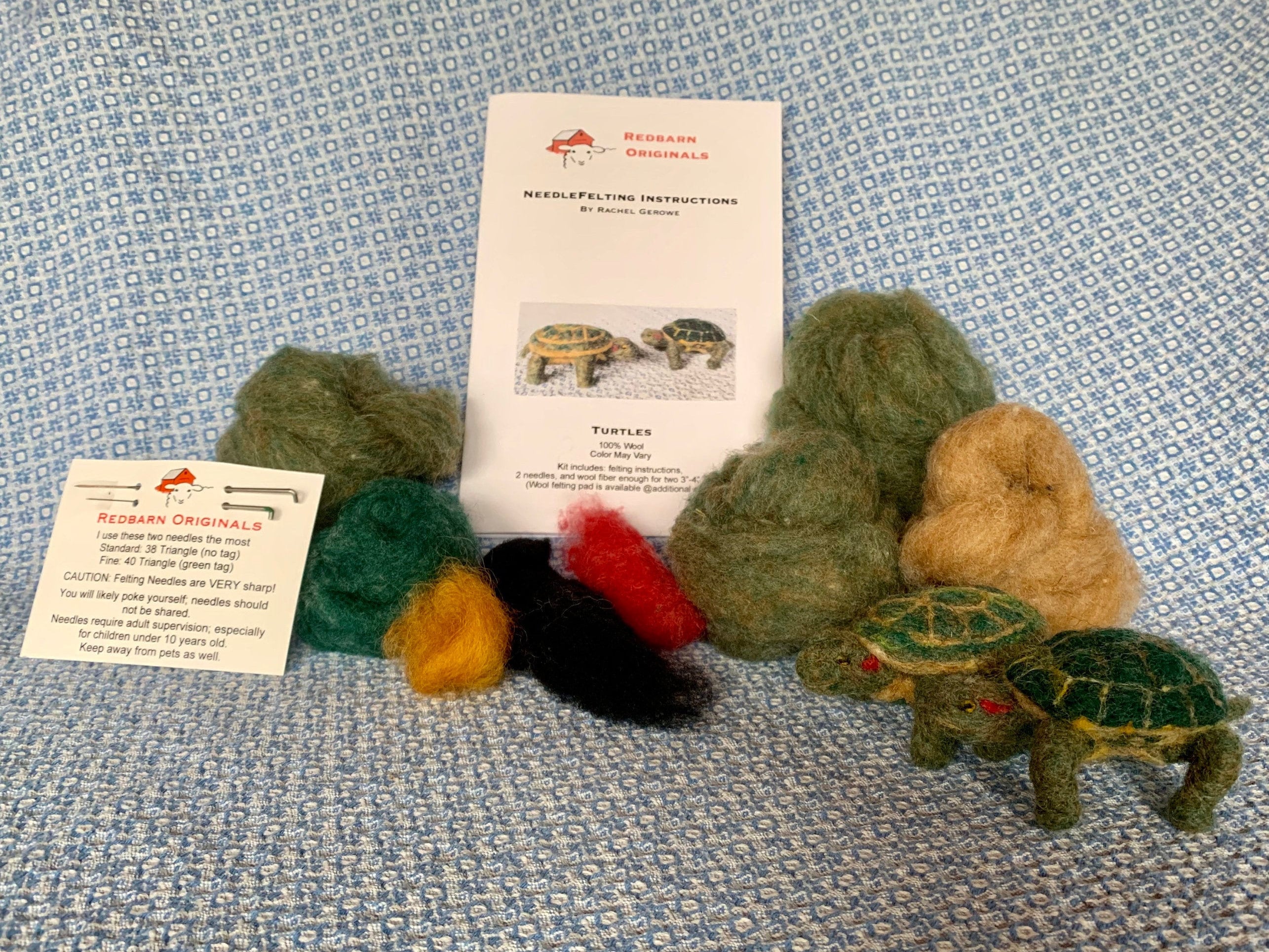 Kit Turtle Needle Felting Kit for 2 Turtles Wool Green and Tan - Etsy