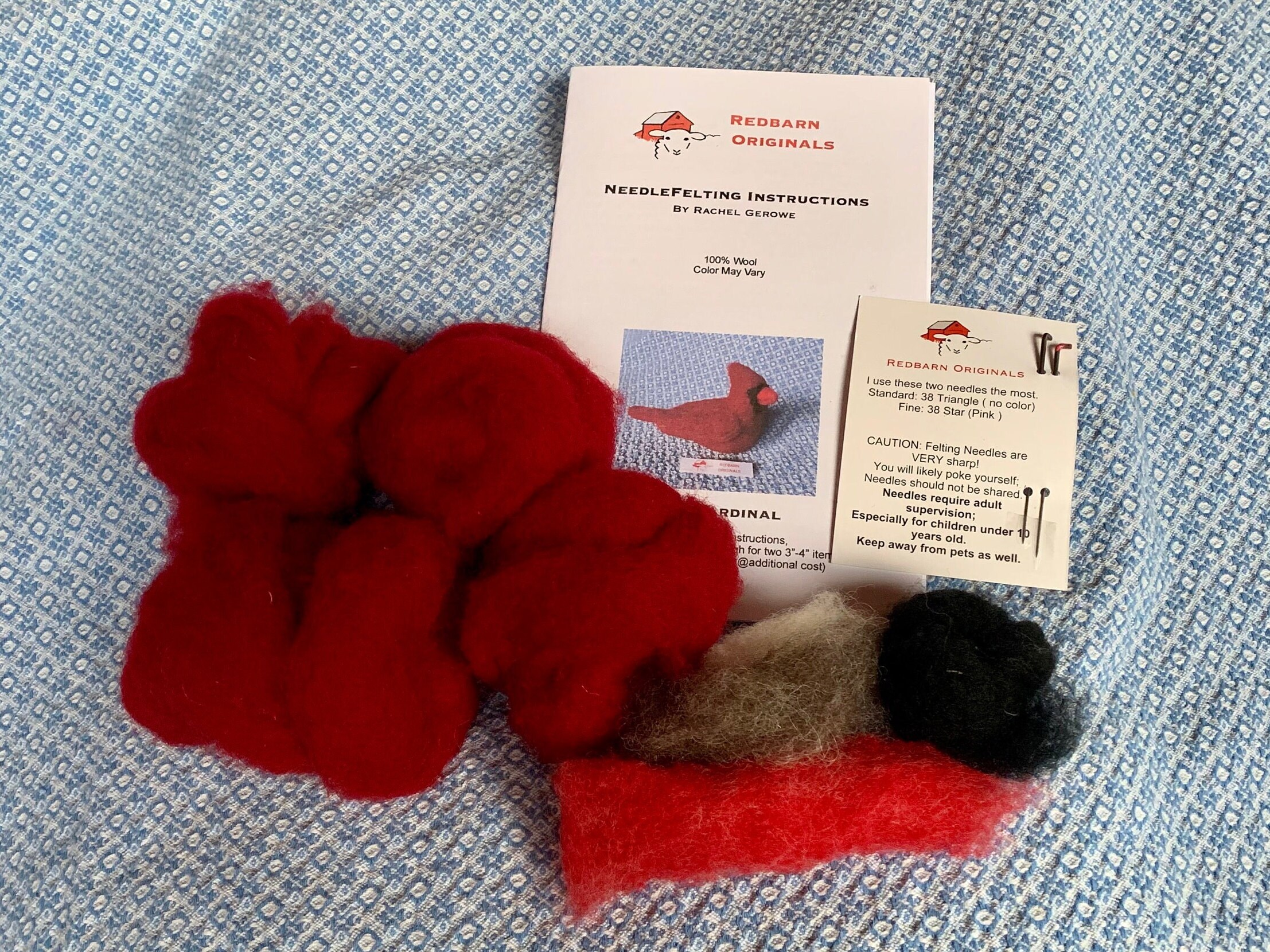 Kit Cardinal Needle Felting Kit Easy Craft Kit Red Bird Kit - Etsy