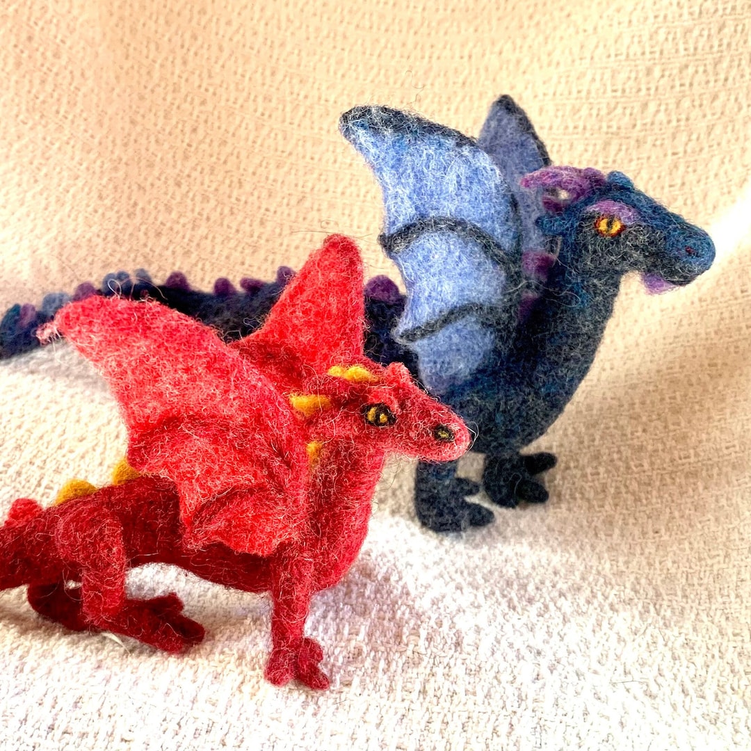 Dragon Needle Felting Kit: DIY Wool Sculpture, 12 Inch, Red or Blue - Etsy