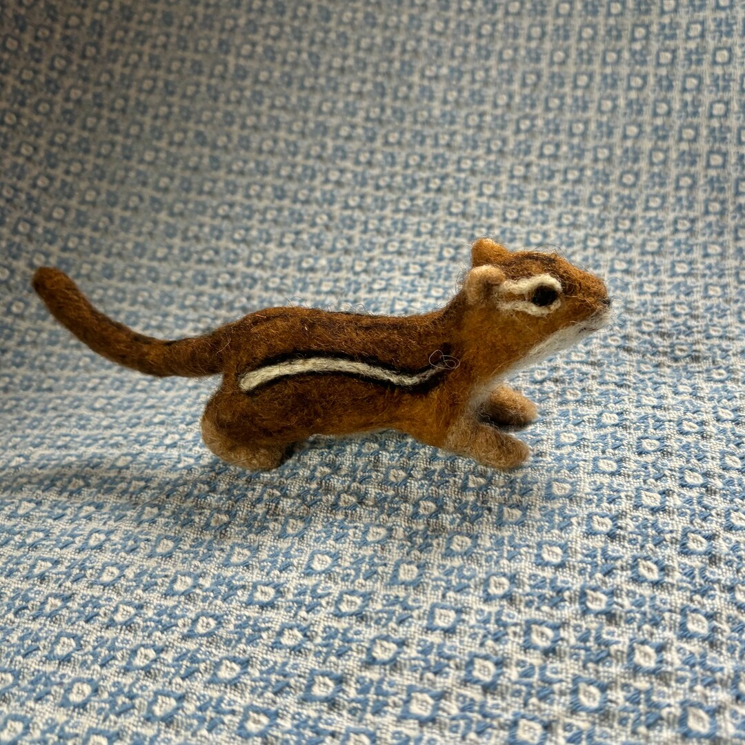 Chipmunk Needle Felting Kit ; Needles Included, Wool DIY Fiber Art ...