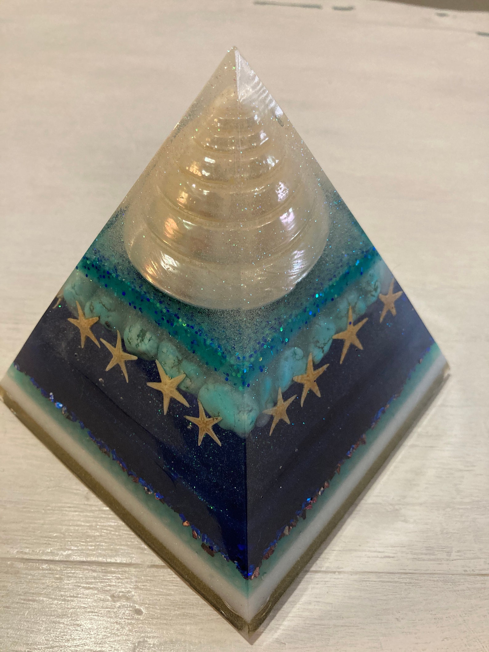 HANDMADE RESIN PYRAMID With Shells & Starfish - Etsy
