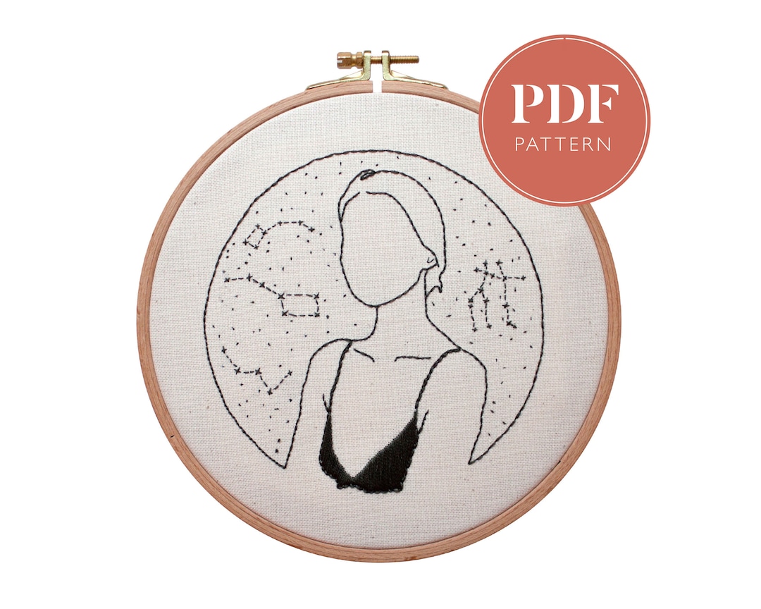 Star Girl HAND EMBROIDERY PATTERN • Astrology Embroidery Guide With ...