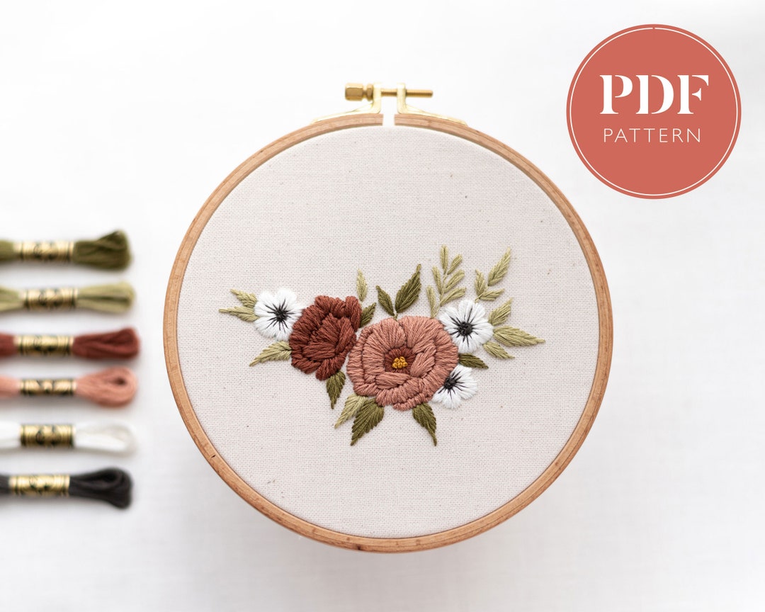 Flower Hand Embroidery Pattern • Wild Roses • Beautiful Floral Design ...