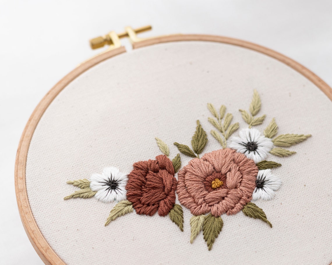 Flower Hand Embroidery Pattern Wild Roses Beautiful Floral Design With ...