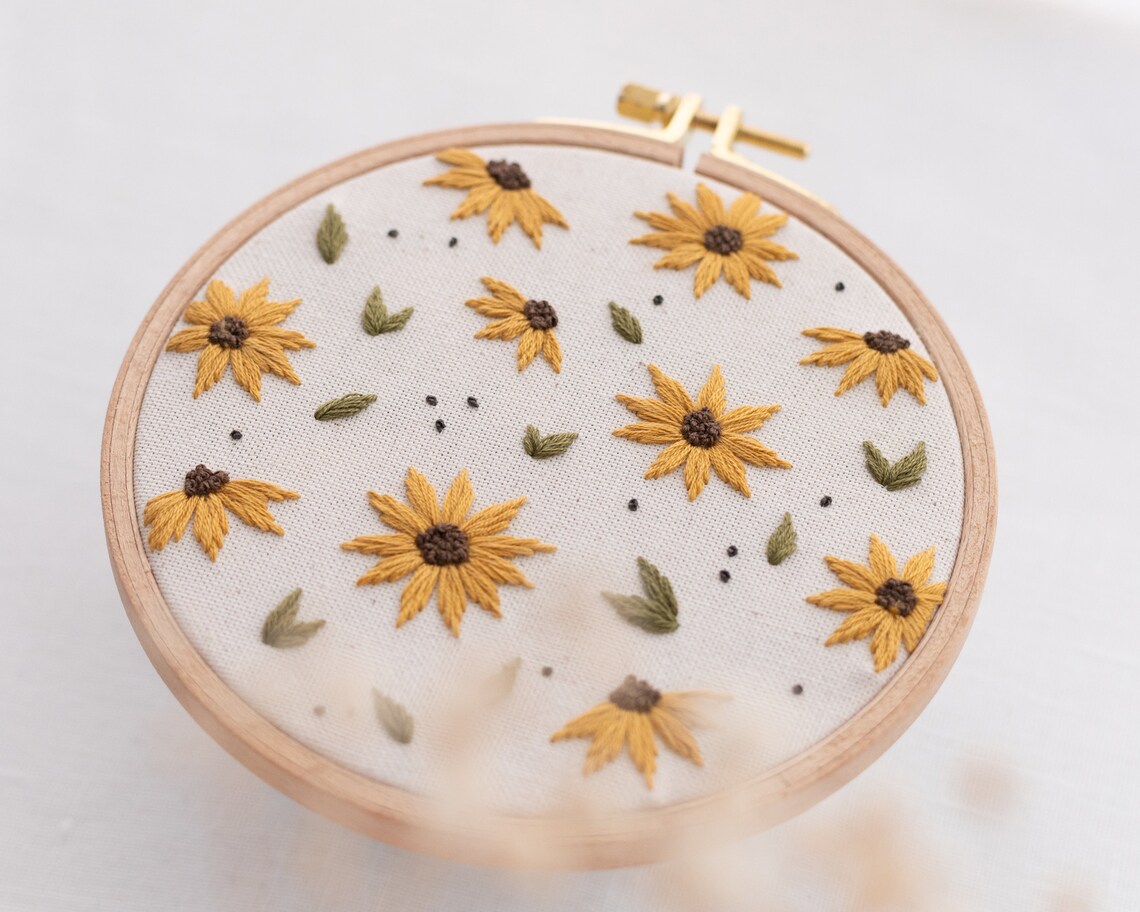 Sunflowers Hand Embroidery Pattern Modern Sunflower - Etsy
