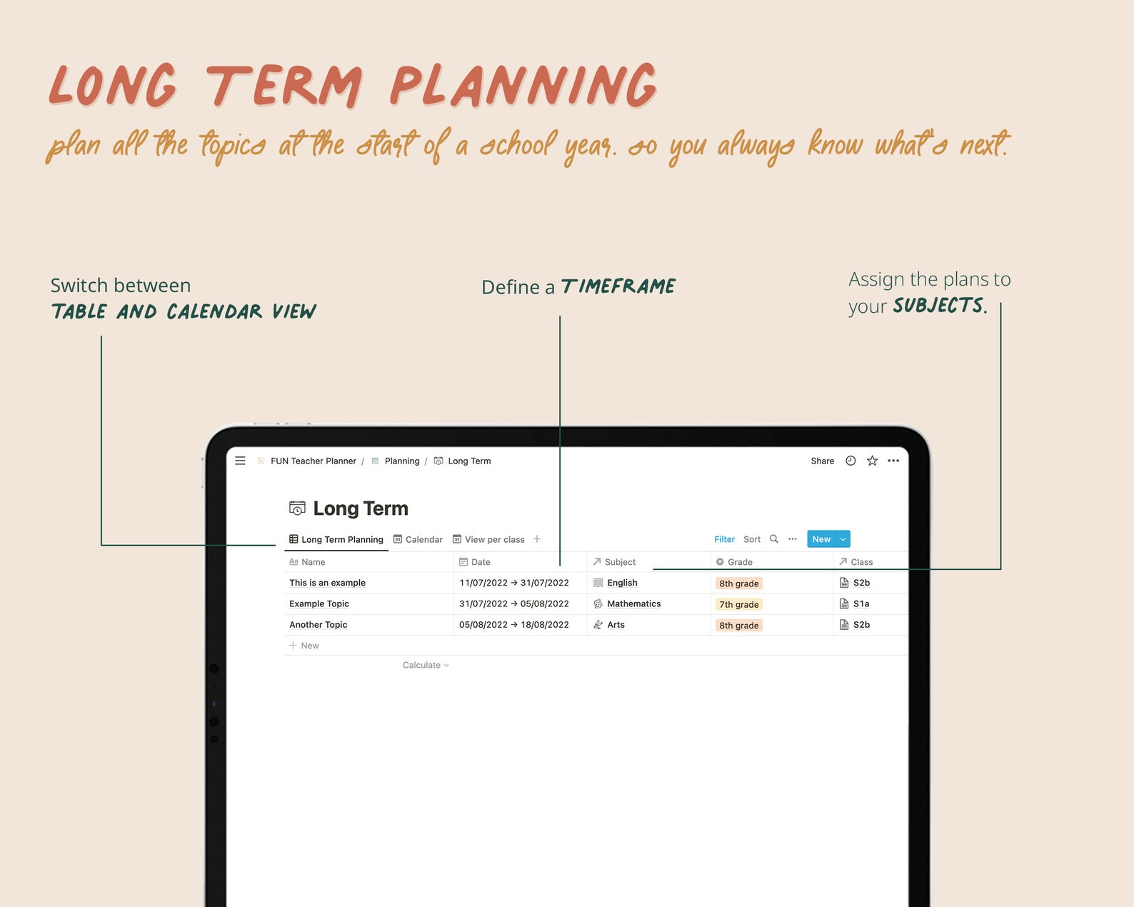 Digital Teacher Planner 2.0 NOTION TEMPLATE - Teacher Calendar for ...