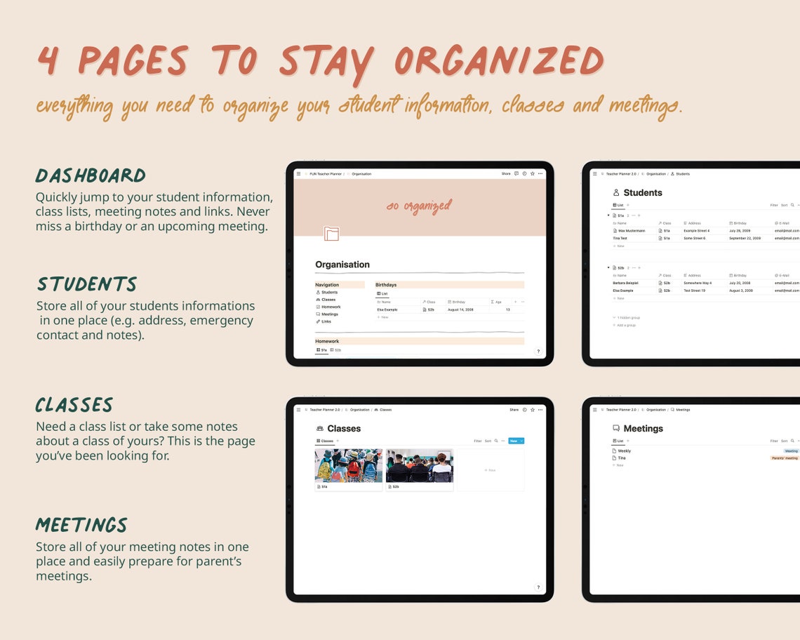 Digital Teacher Planner 2.0 NOTION TEMPLATE Teacher Calendar for Lesson ...