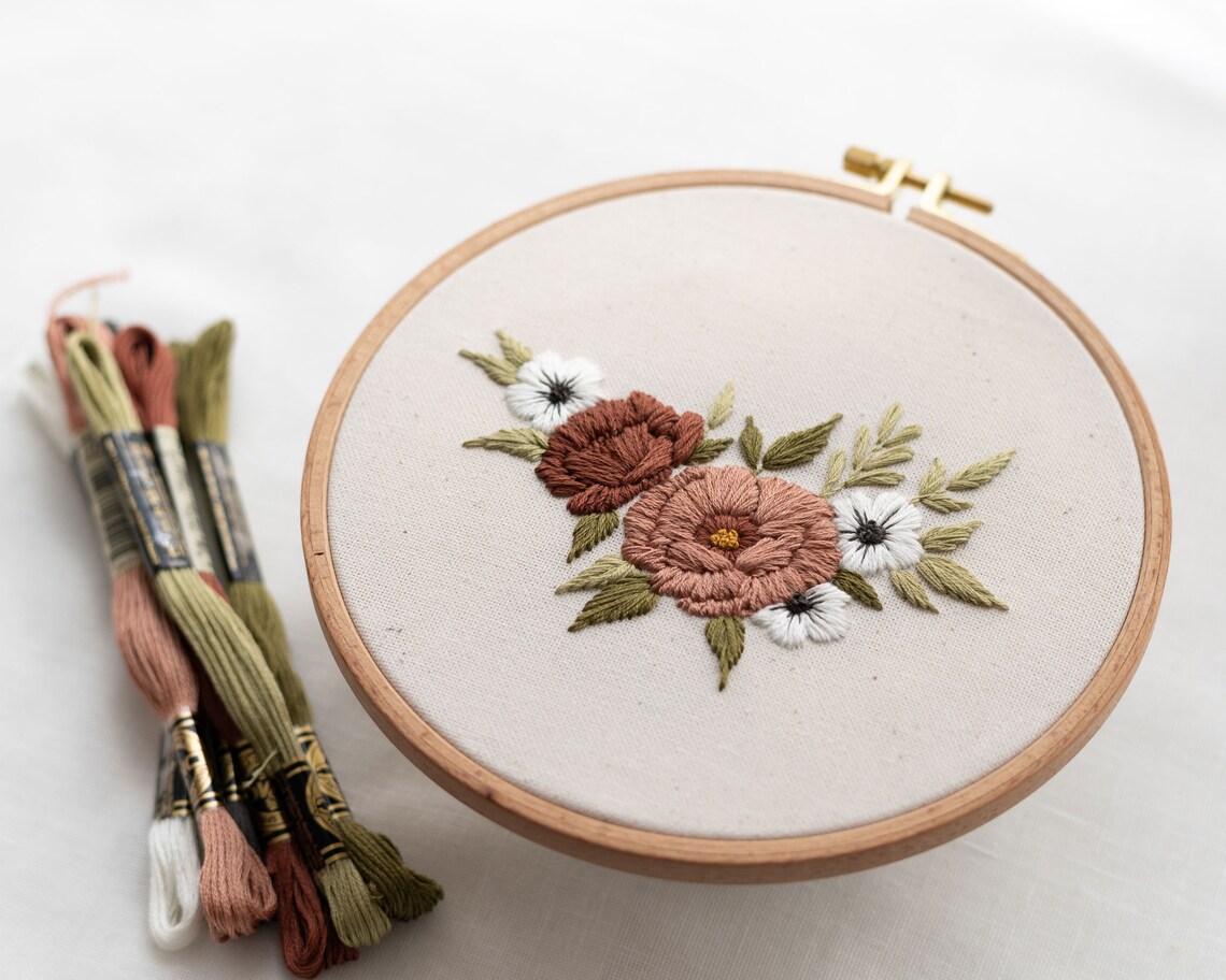 Flower Hand Embroidery Pattern Wild Roses Beautiful Floral Design With ...