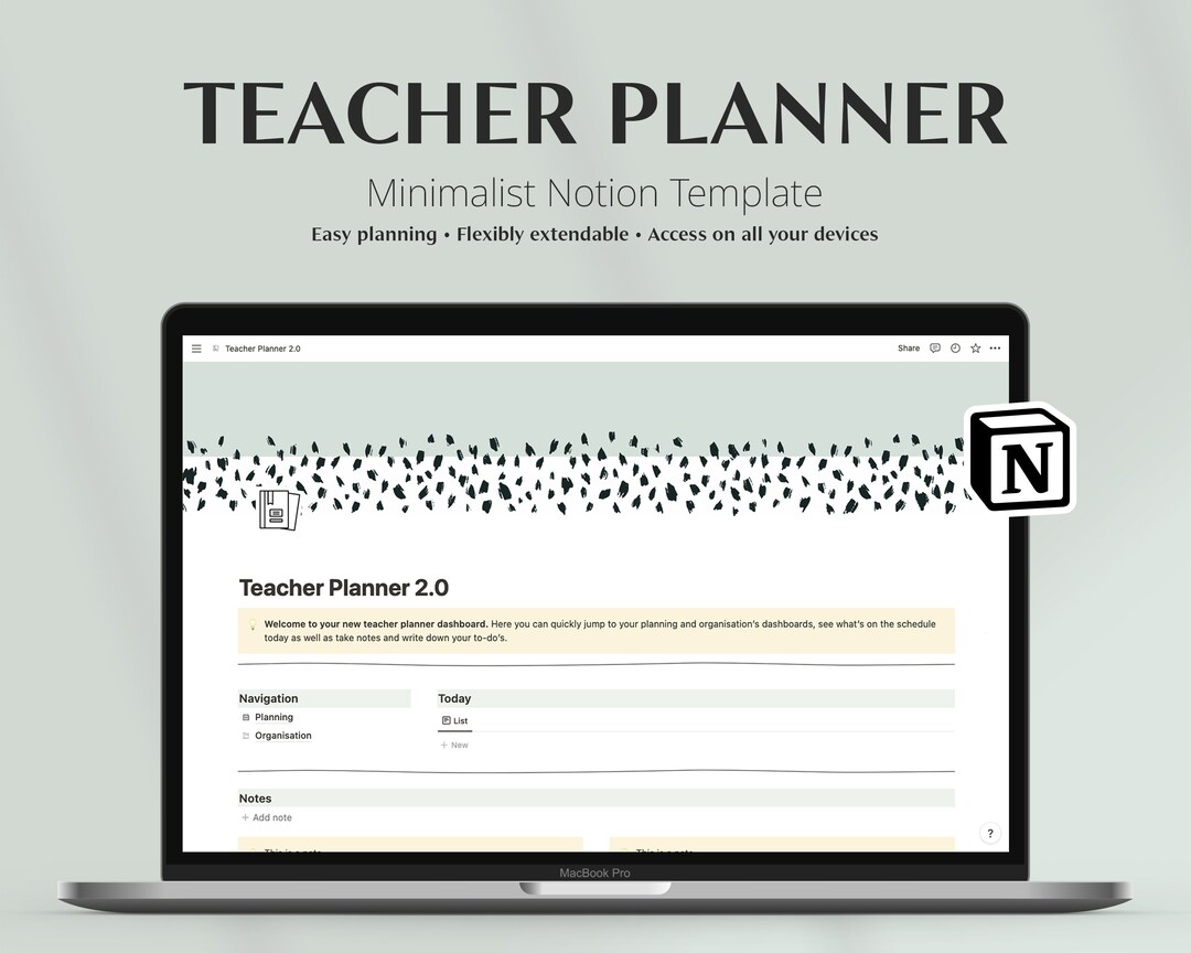 Digital Teacher Planner 2.0 NOTION TEMPLATE - Teacher Calendar for ...