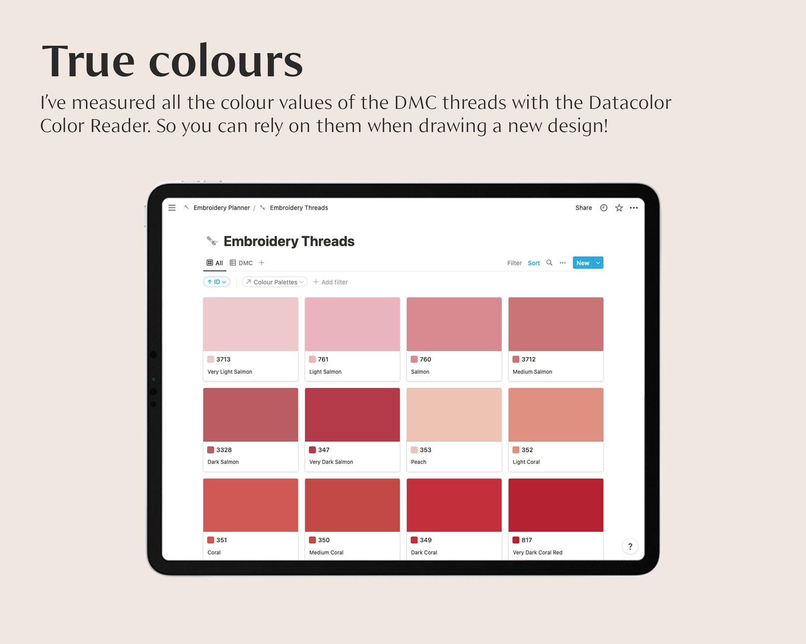 Embroidery Planner NOTION TEMPLATE Dmc Color Chart And Checklist Color