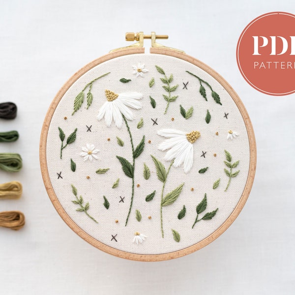 Daisy Embroidery Pattern - Etsy