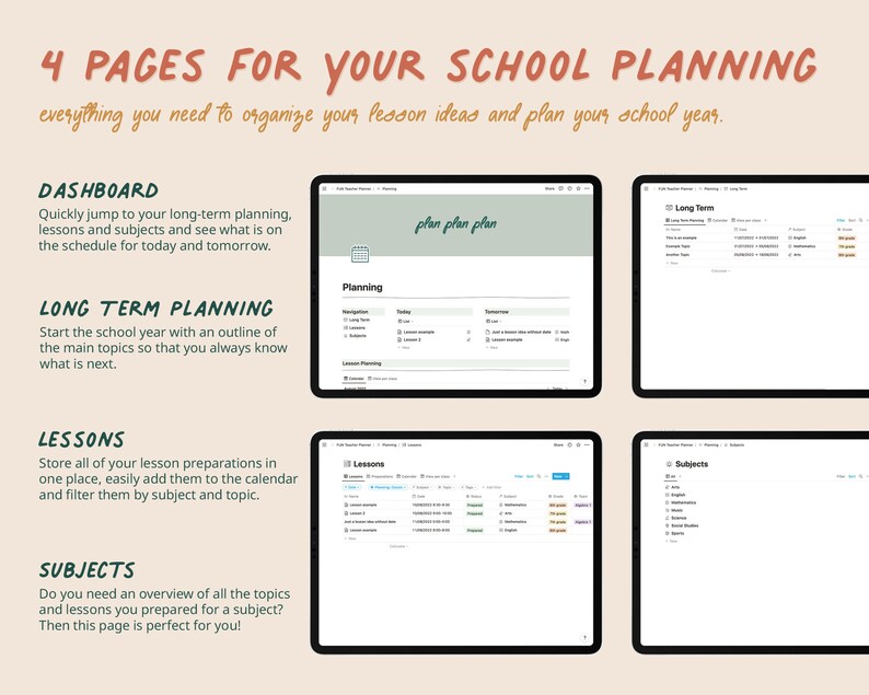 Digital Teacher Planner 2.0 NOTION TEMPLATE - Teacher Calendar for ...