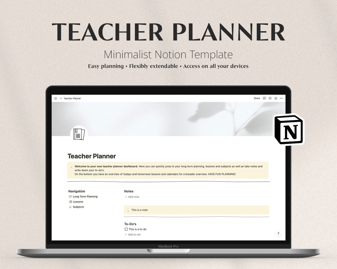 Digital Teacher Planner NOTION TEMPLATE Teacher Calendar for Lesson ...