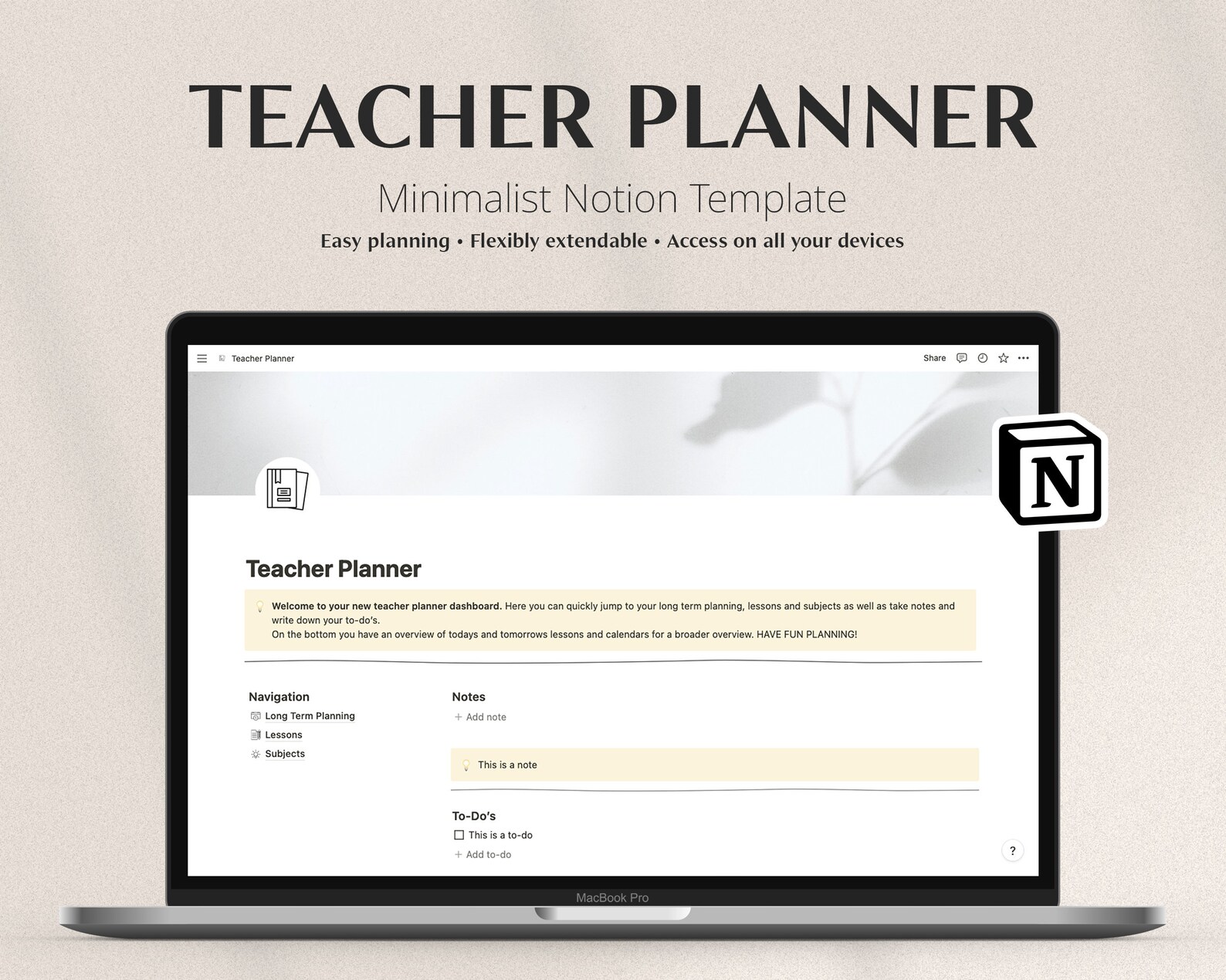 Digital Teacher Planner NOTION TEMPLATE Teacher Calendar for Lesson ...