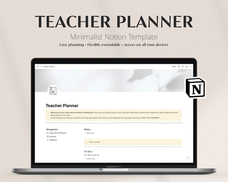 Digital Teacher Planner NOTION TEMPLATE Teacher Calendar for Lesson ...