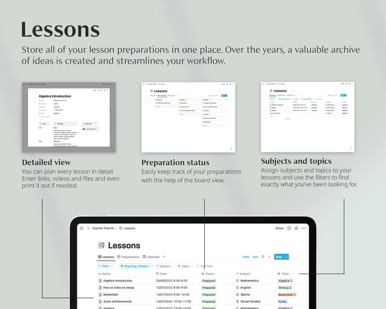 Digital Teacher Planner 2.0 NOTION TEMPLATE - Teacher Calendar for ...