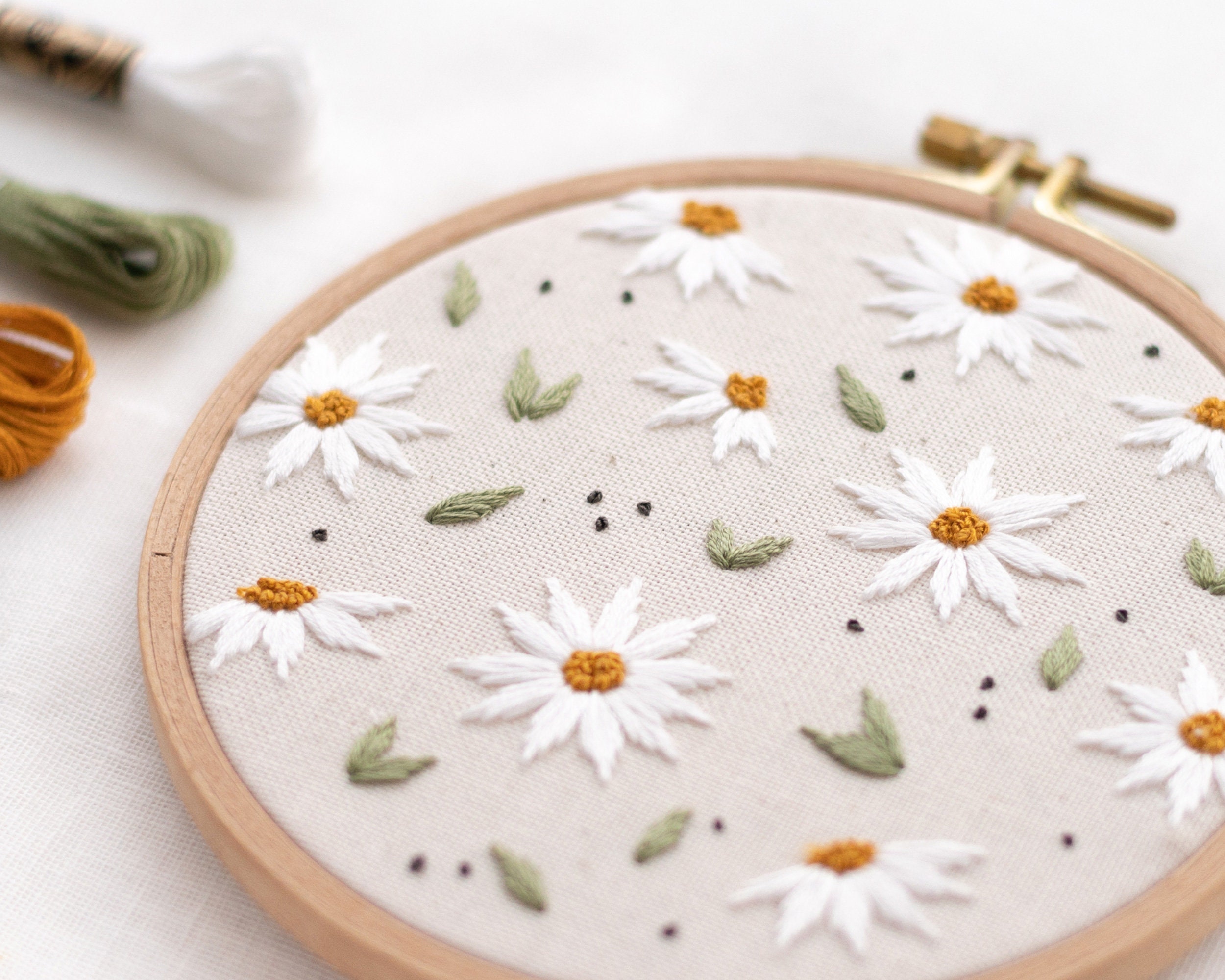 Daisy Hand Embroidery Pattern Flower Design With - Etsy