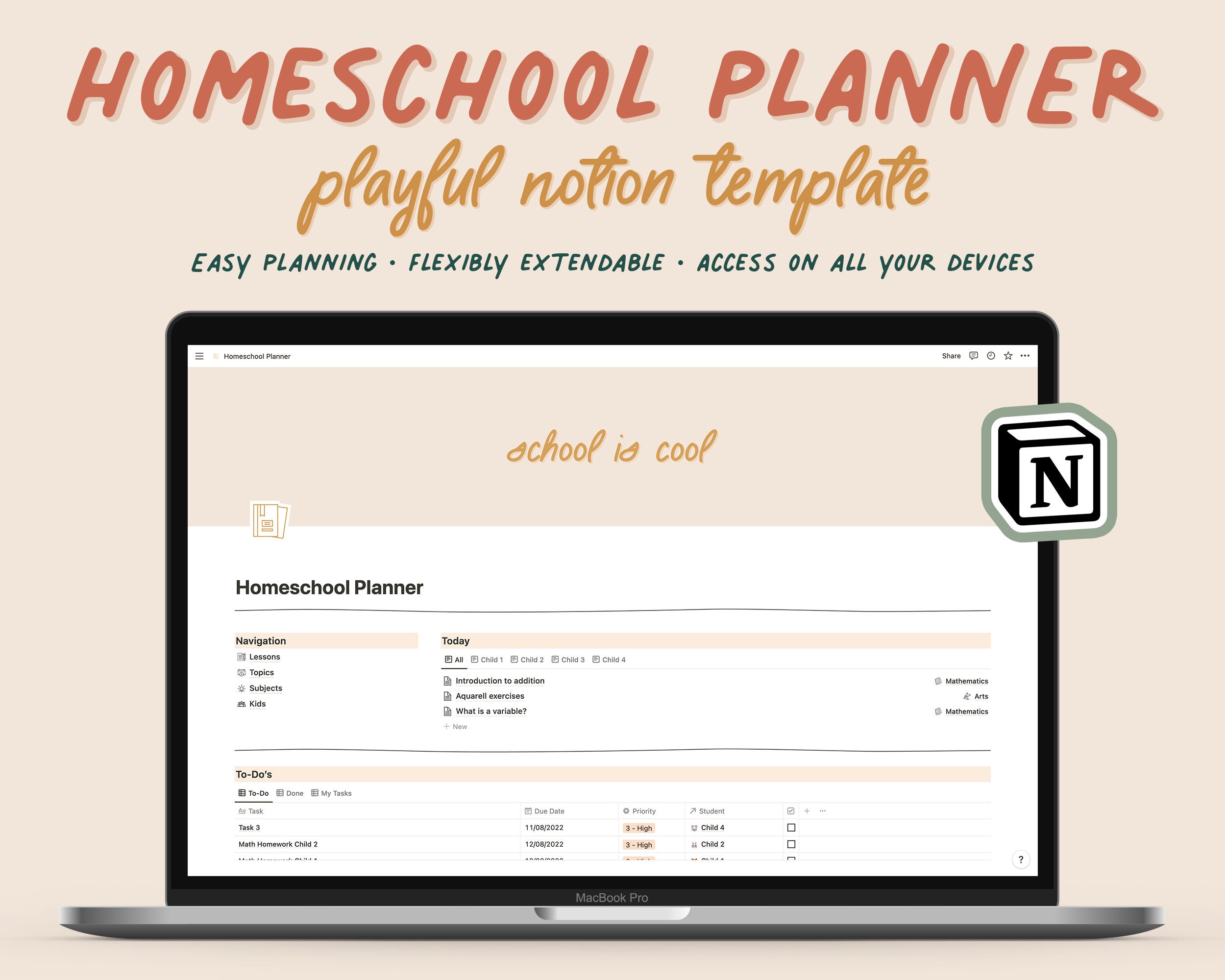 Homeschool Planner NOTION TEMPLATE - Digital Homeschooling Planner for ...