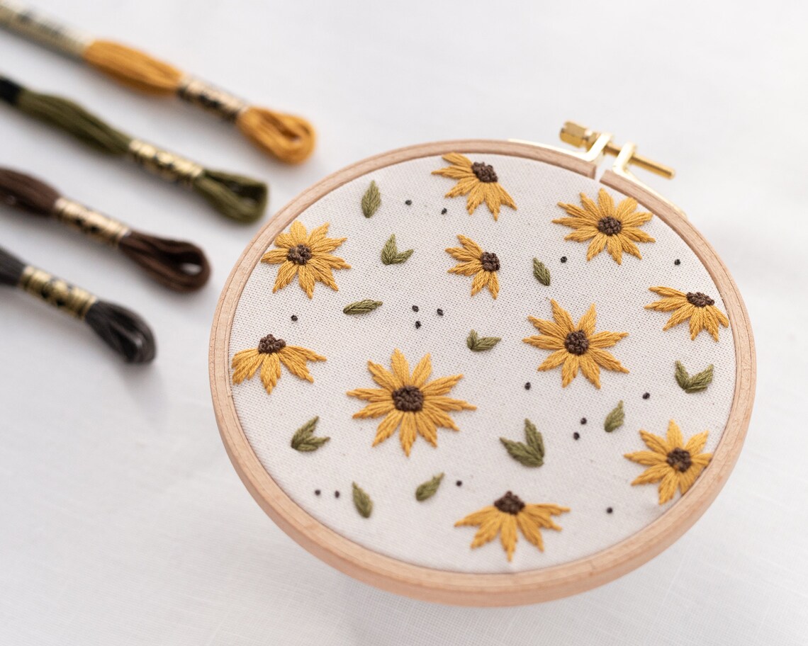Sunflowers Hand Embroidery Pattern Modern Sunflower - Etsy