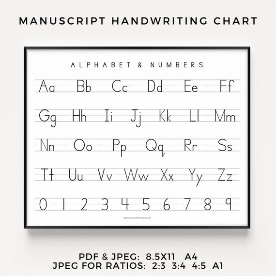 Manuscript Print Handwriting Chart Horizontal Printable | Etsy Manuscript Print Handwriting Chart Horizontal Printable | Etsy