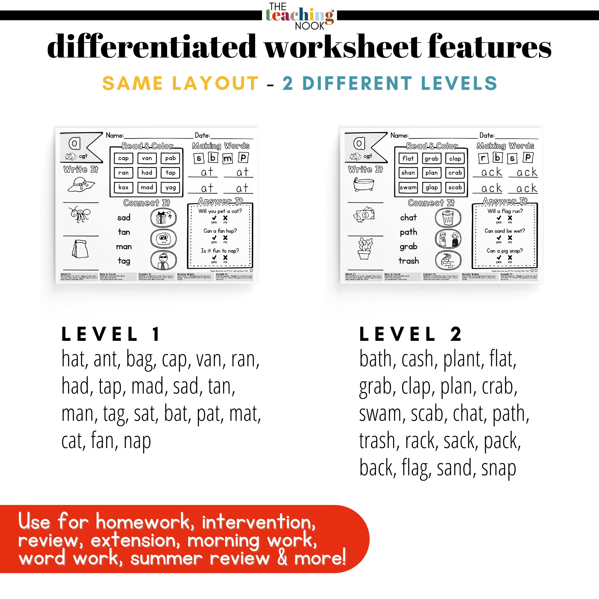 Short A Primary Differentiated Worksheets & Activities | Homeschool ...