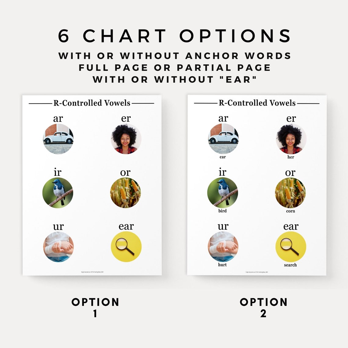 R-controlled Vowels Phonics Chart level 2 Montessori Phonics Poster ...