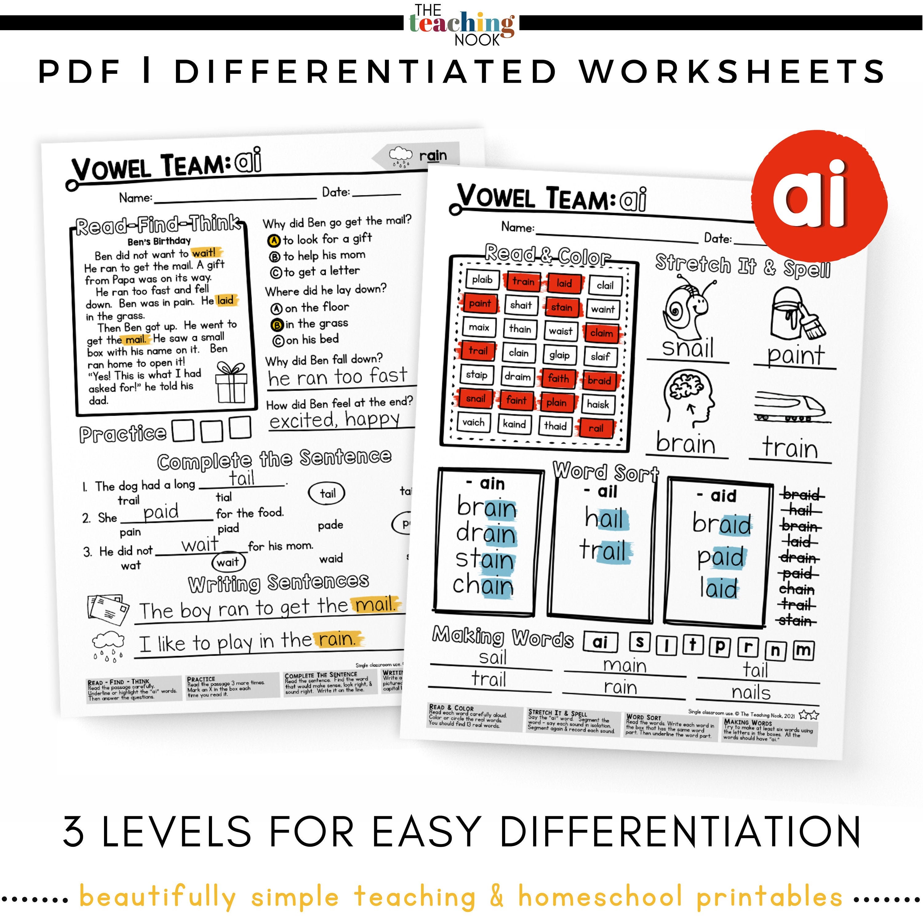AI Differentiated Worksheets & Activities Homeschool | Etsy