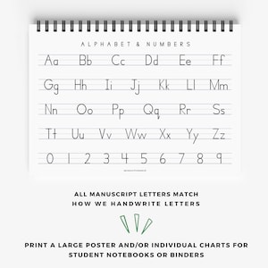Manuscript Print Handwriting Chart | Horizontal Printable Alphabet ABC ...
