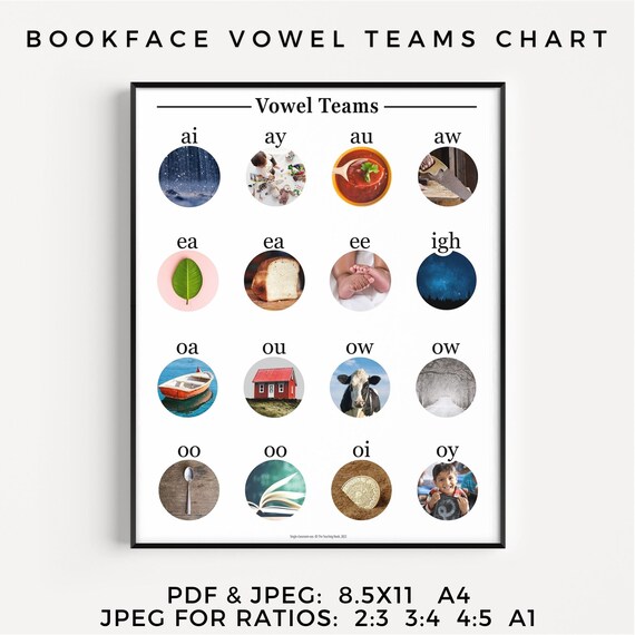 Vowel Teams Photo Phonics Poster level 1 Minimalist | Etsy