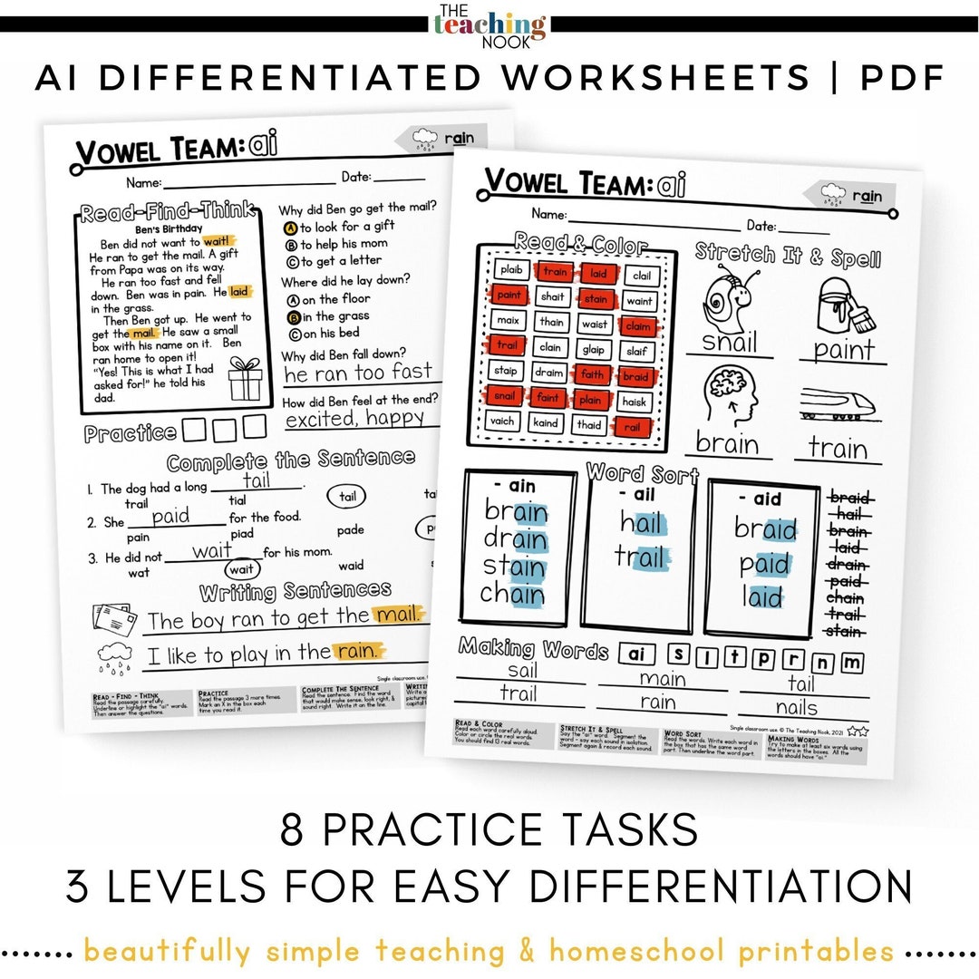 AI Differentiated Worksheets & Activities | Homeschool Resources ...