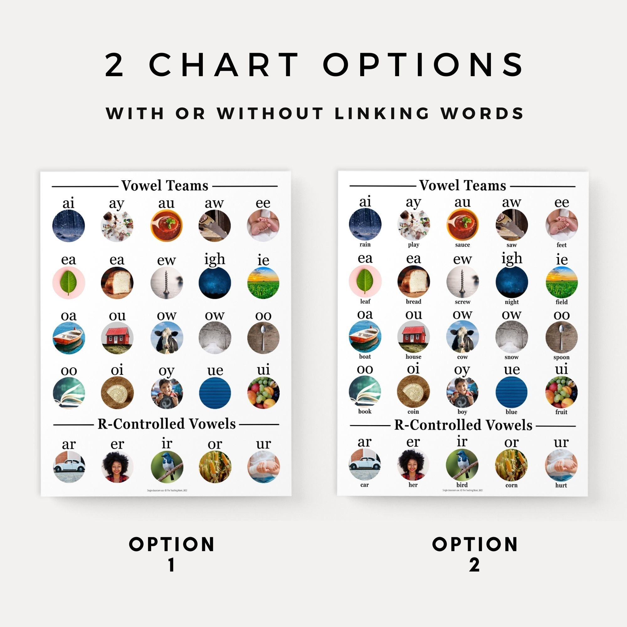 Montessori Vowel Teams & R-controlled Vowel Phonics Chart | Phonics ...