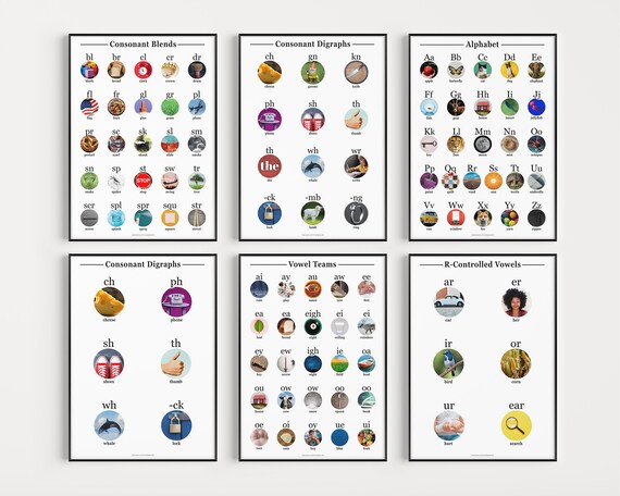 Phonics Chart Pack alphabet Digraphs Blends Vowel Teams | Etsy