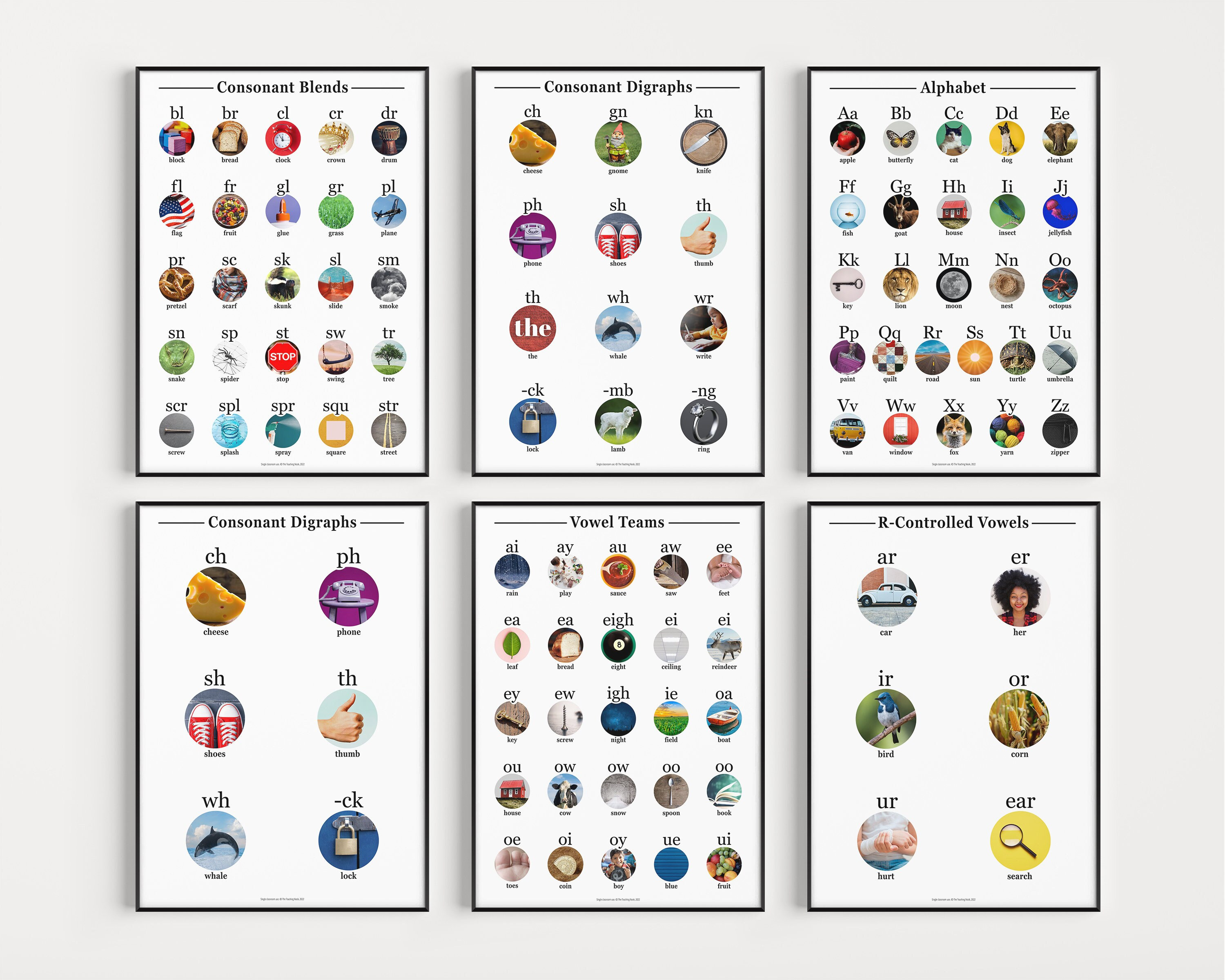 Phonics Chart Pack (alphabet, Digraphs, Blends, Vowel Teams, R ...