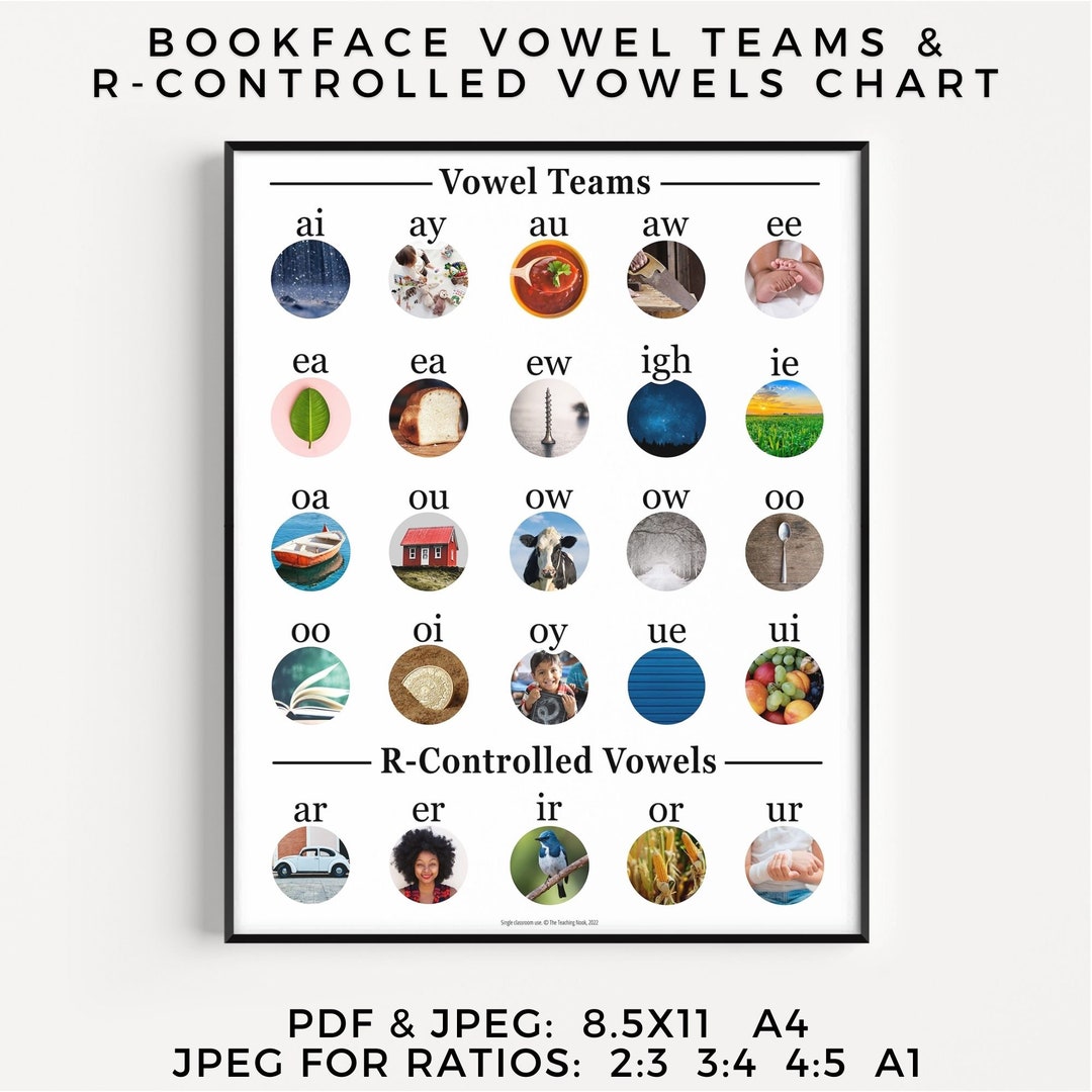 Vowel Teams & R-controlled Vowel Phonics Chart (level 2) | Montessori ...