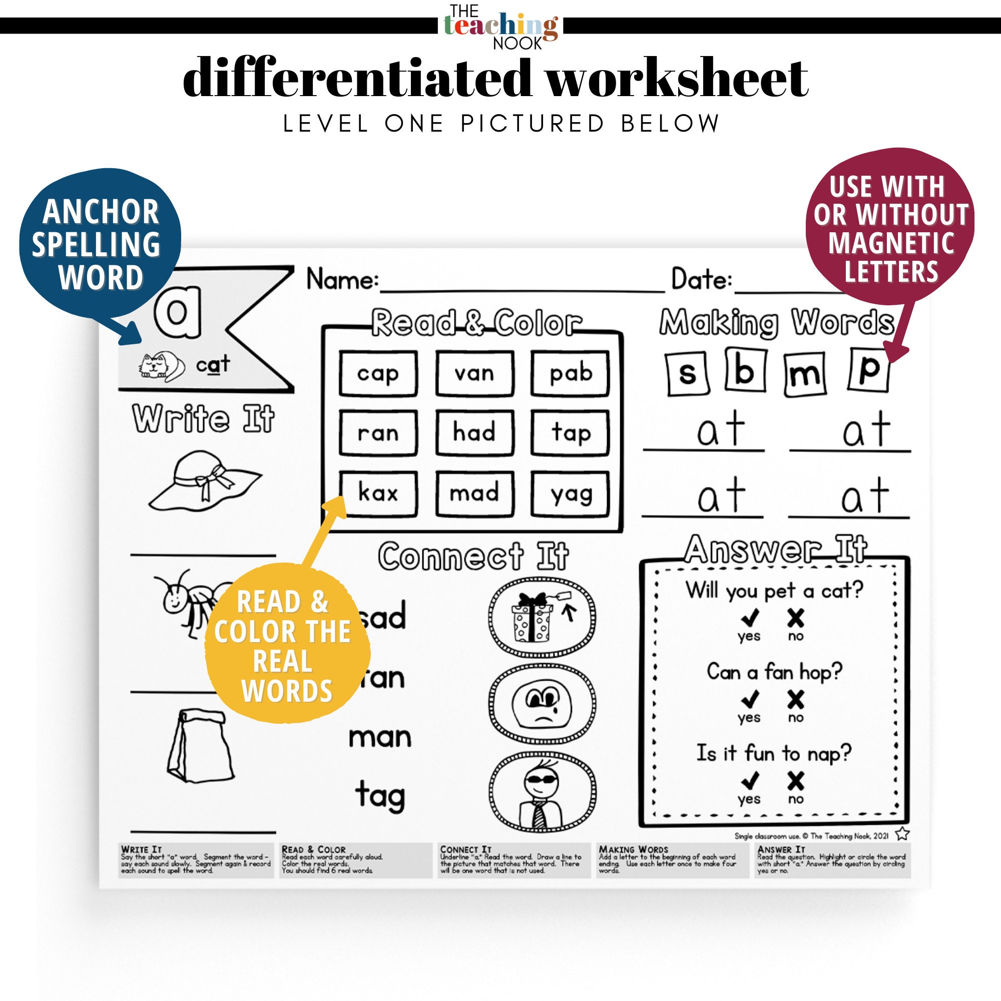 Short A Primary Differentiated Worksheets & Activities | Homeschool ...