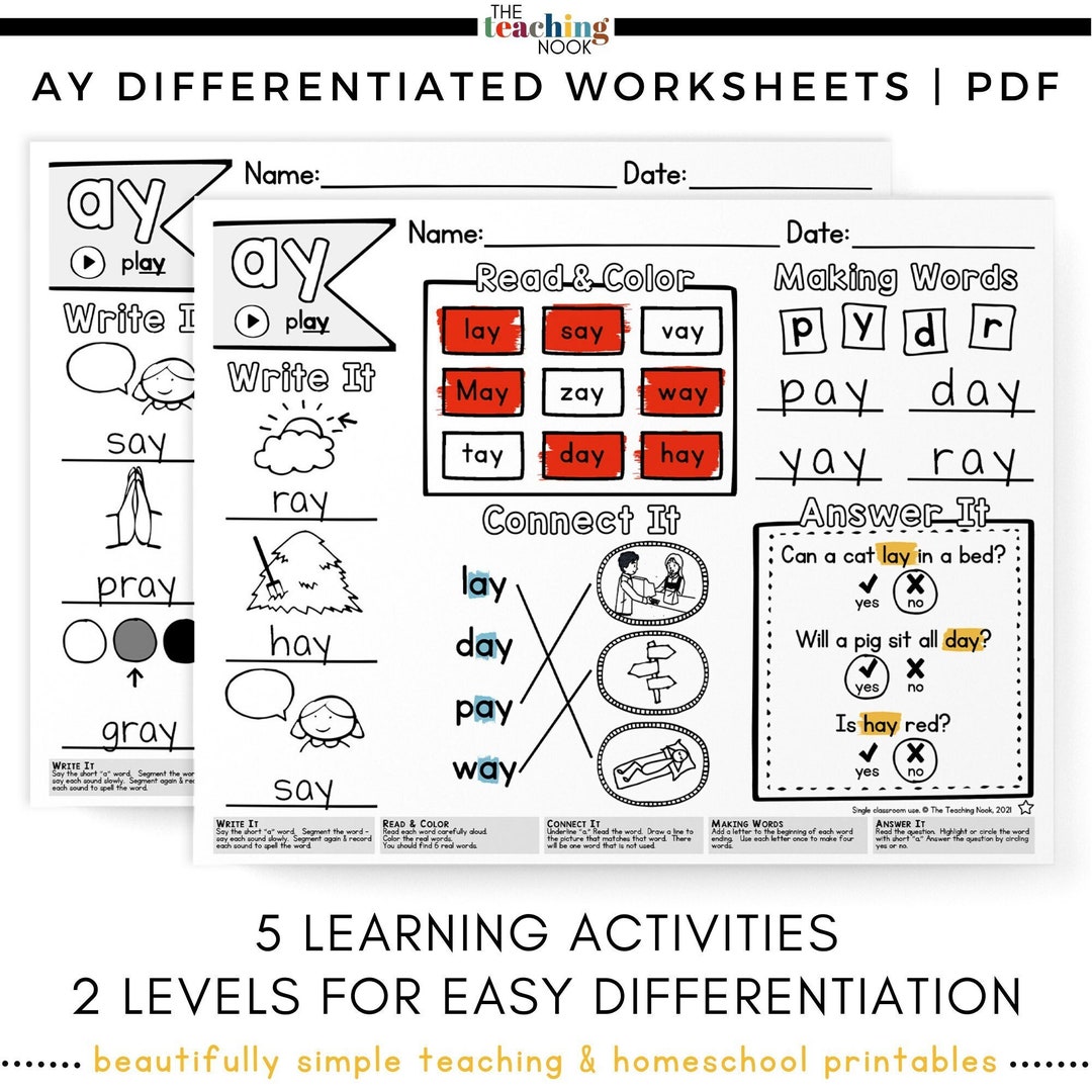 AY Primary Differentiated Worksheets & Activities | Homeschool ...