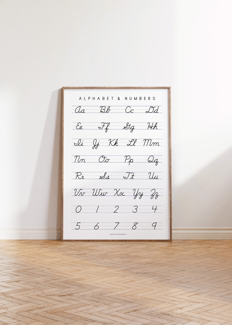 Cursive Handwriting Chart | Minimalist Printable Alphabet ABC Poster ...