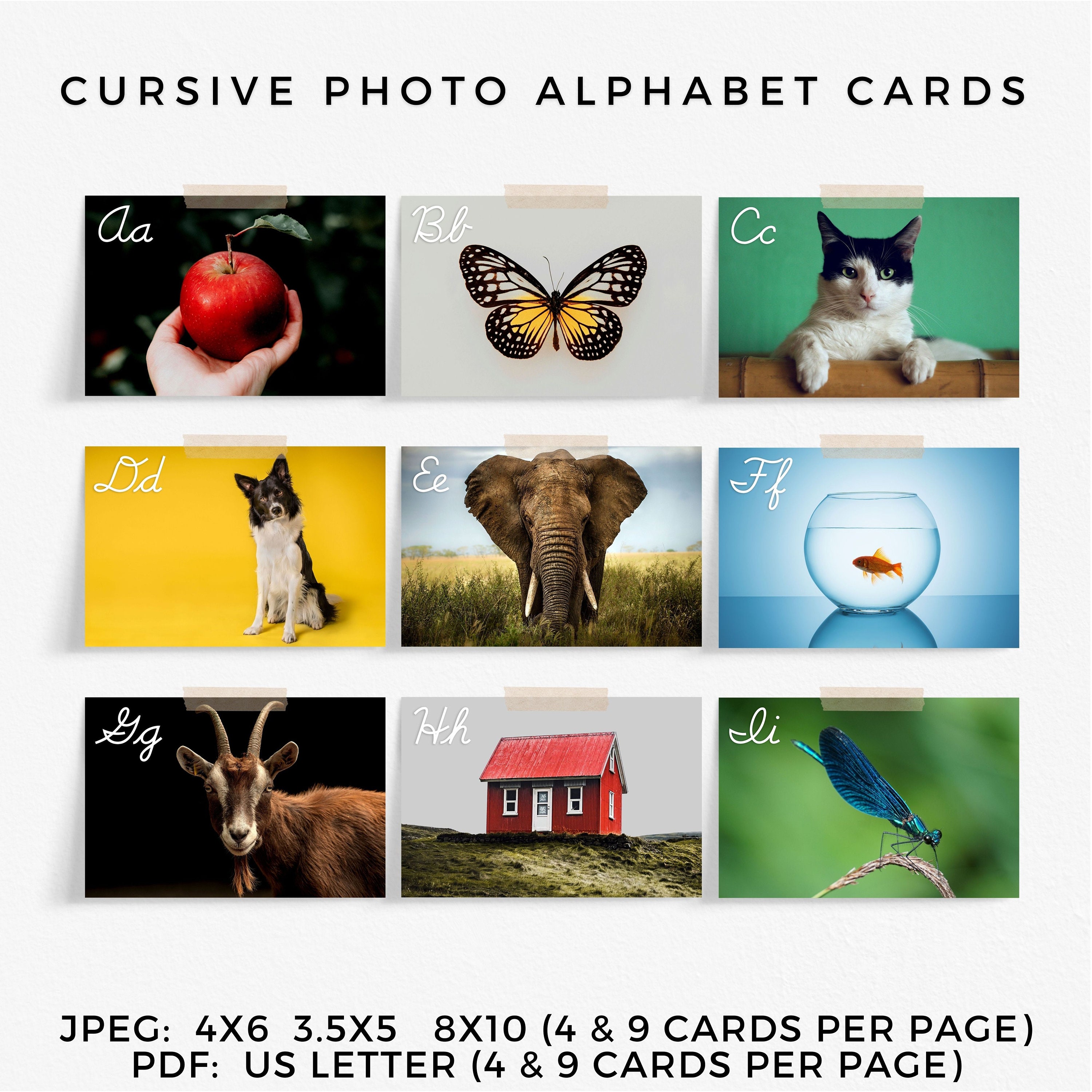 Cursive Alphabet Photo Flashcards | Printable ABC Letter Cards ...