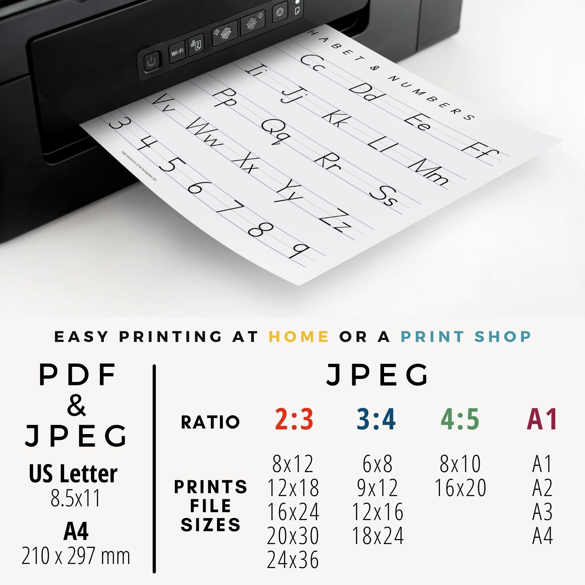 Manuscript Print Handwriting Chart | Horizontal Printable Alphabet ABC ...