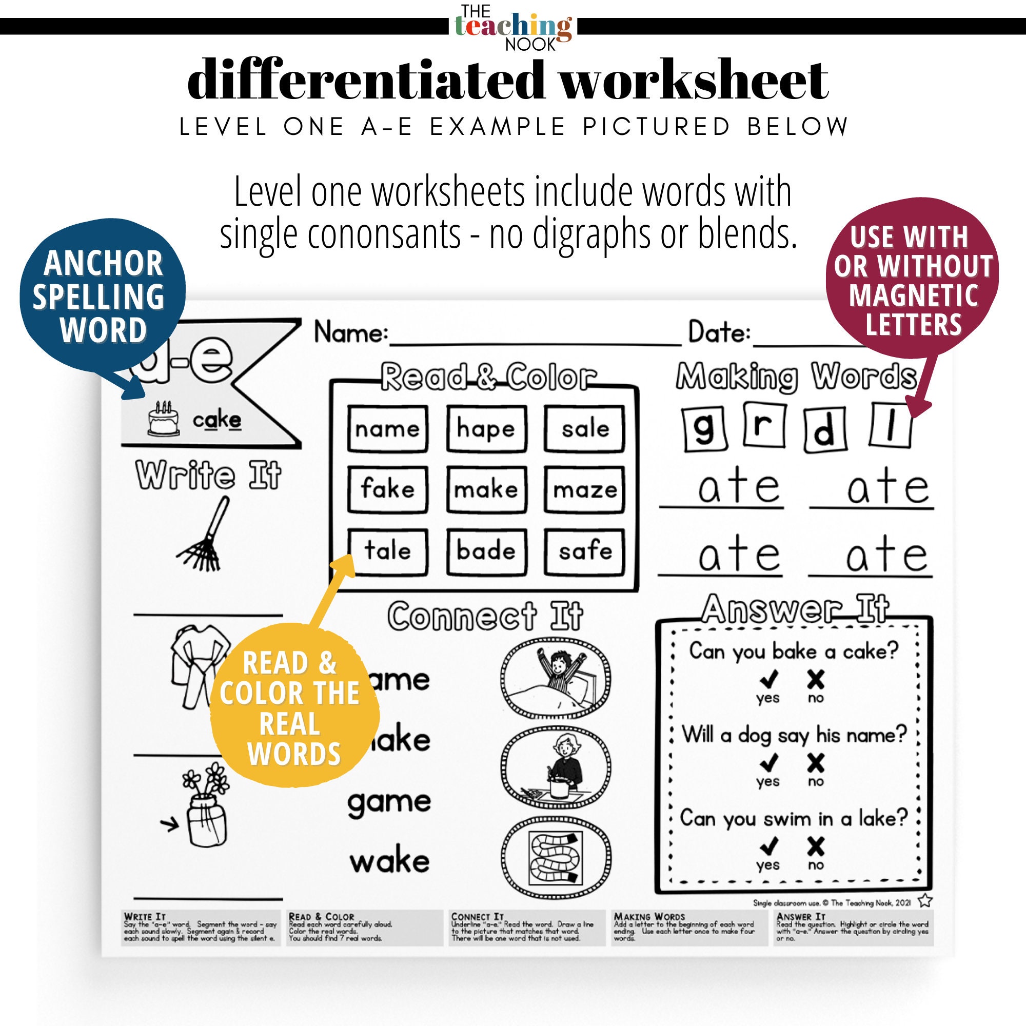 Short & Long A Bundle Primary Differentiated Worksheets Activities ...