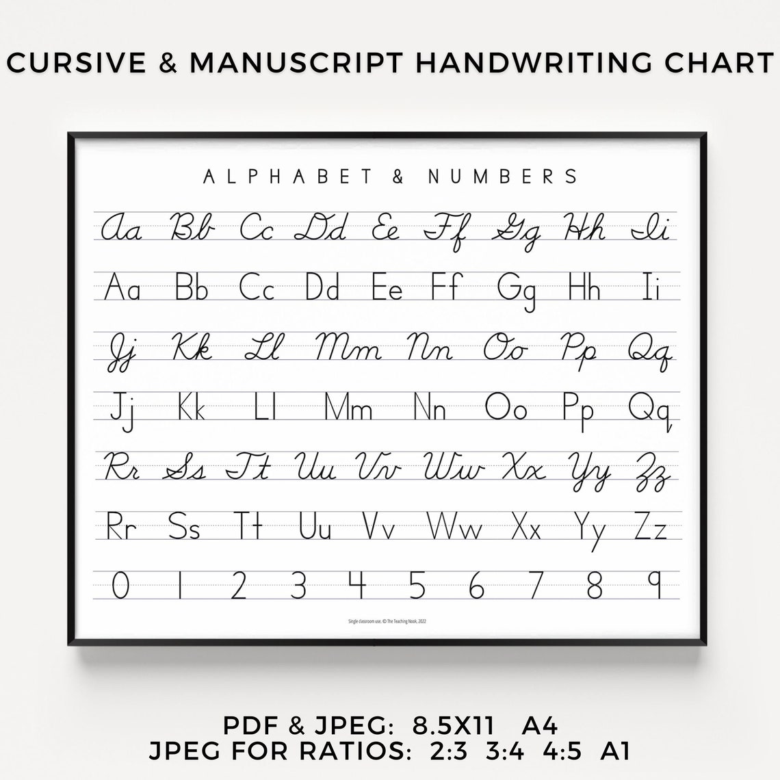 Cursive & Manuscript Print Handwriting Chart | Horizontal Printable ...