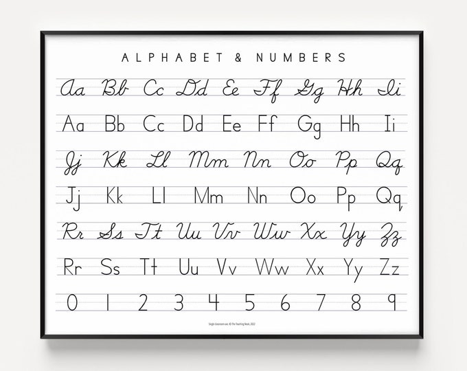 Manuscript Print Handwriting Chart | Horizontal Printable Alphabet ABC ...