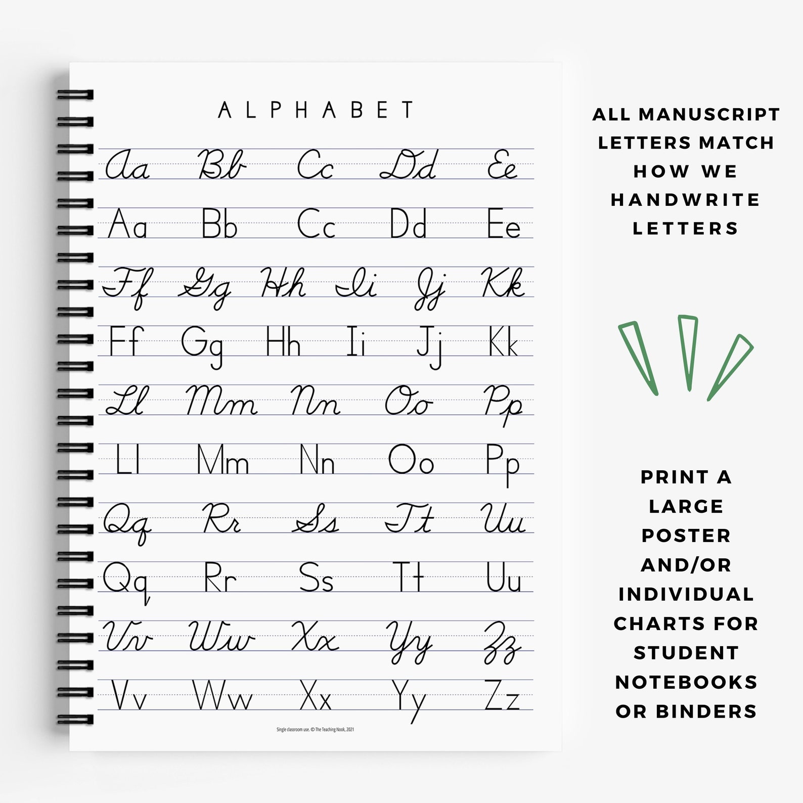 Cursive & Manuscript Print Handwriting Chart | Minimalist Printable ...