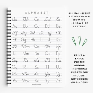 Cursive & Manuscript Print Handwriting Chart Minimalist Printable ...