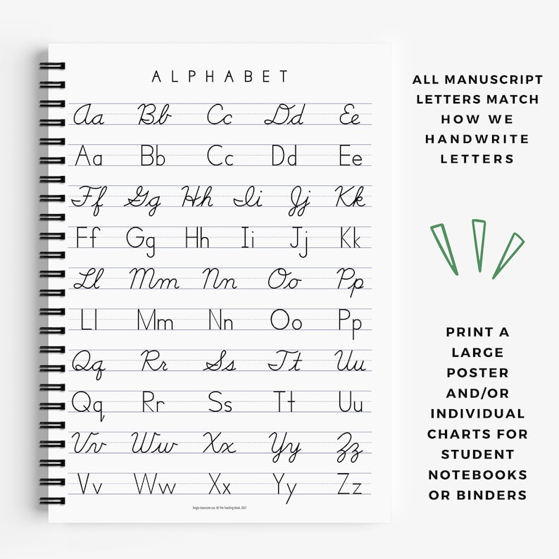 Cursive & Manuscript Print Handwriting Chart | Minimalist Printable ...